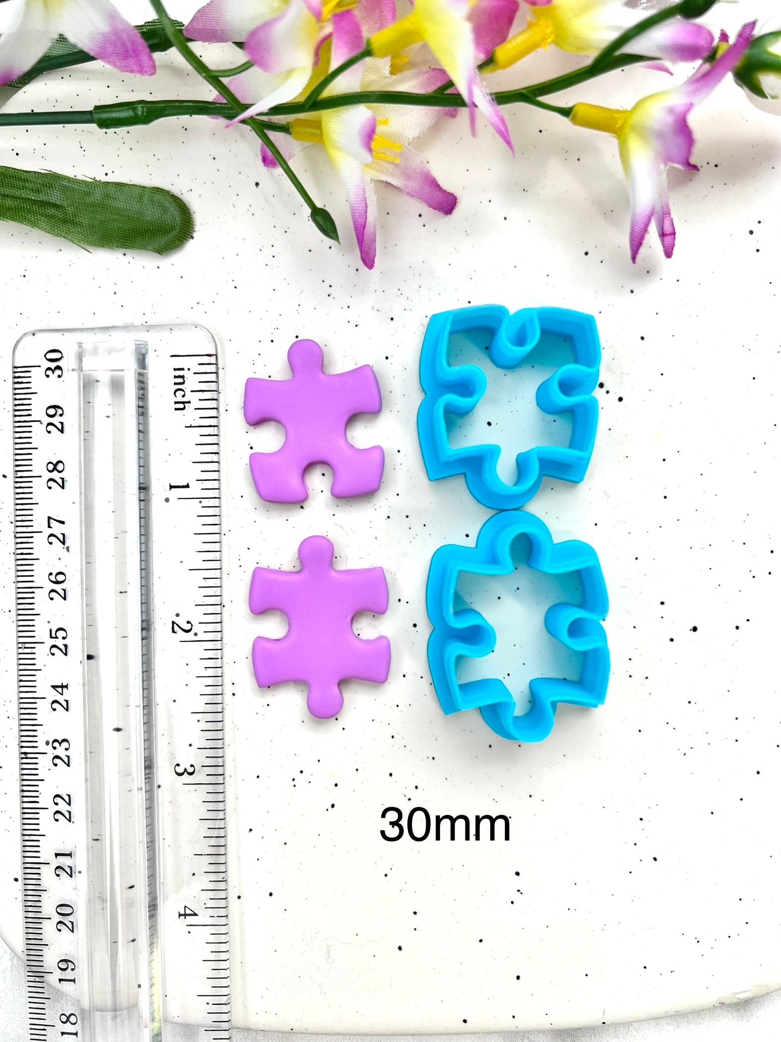 Puzzle Piece Clay Cutter Set: Autism Awareness, Polymer Clay (25/30mm ...