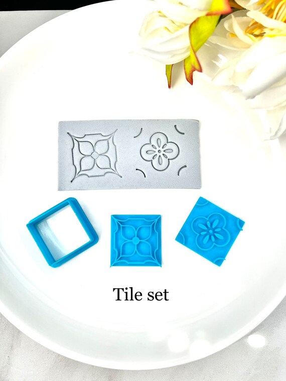 Stamp Tile Set Clay Stamp Flower Stamp Stamp Set - Etsy