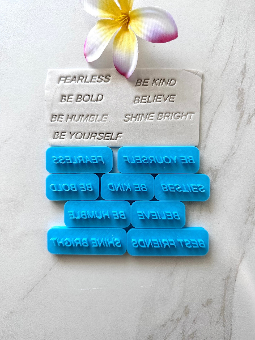 Empowering Word Clay Stamps, Positive Statement Stamps, Polymer Clay ...
