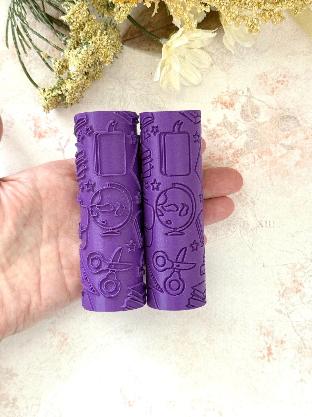 Book and Pencil Roller L School Craft L Teacher Tools L Polymer Clay ...