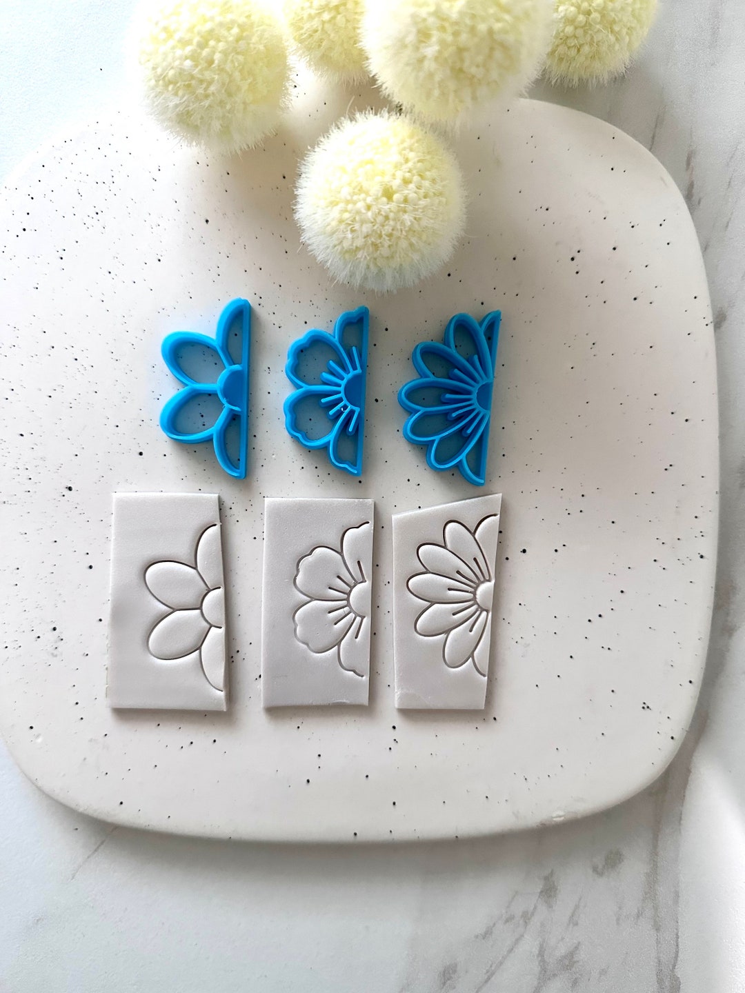 Straight Edge Floral Stamps | Flower Clay Stamps | Clay Stamps | Floral ...