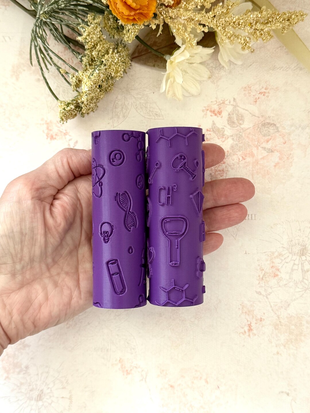 Science Theme Polymer Clay Roller L School Craft Roller L Fondant ...