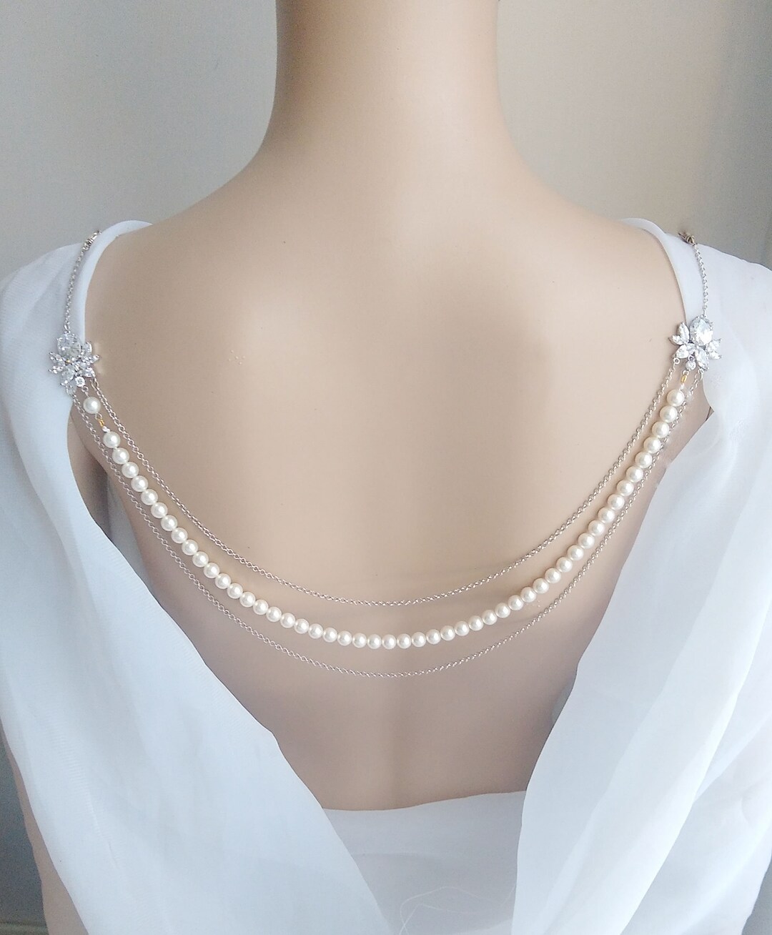 Pearl Back Jewelry, Wedding Back Drape Necklace, Bridal Back Necklace ...