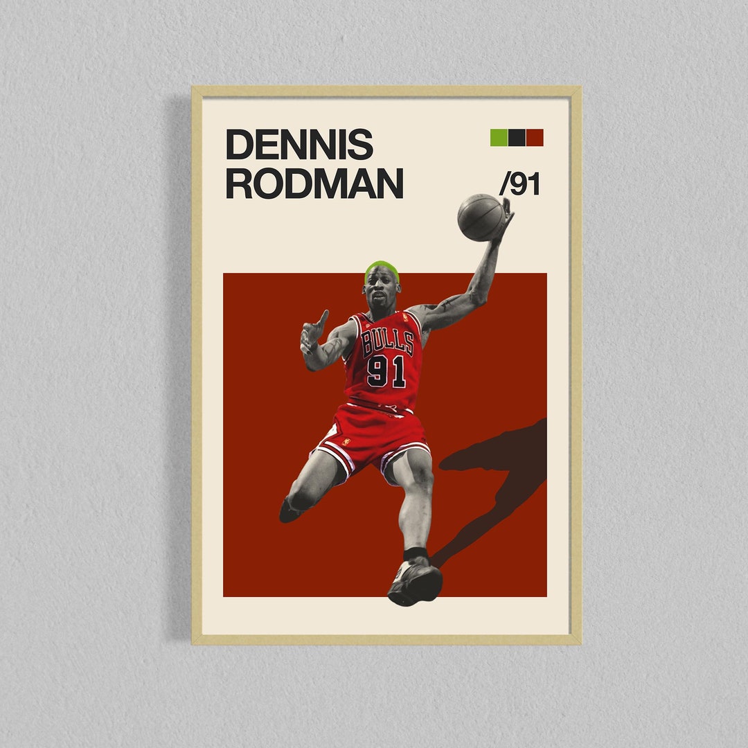 Dennis Rodman Mid Century Movie Poster | Basketball Posters ...