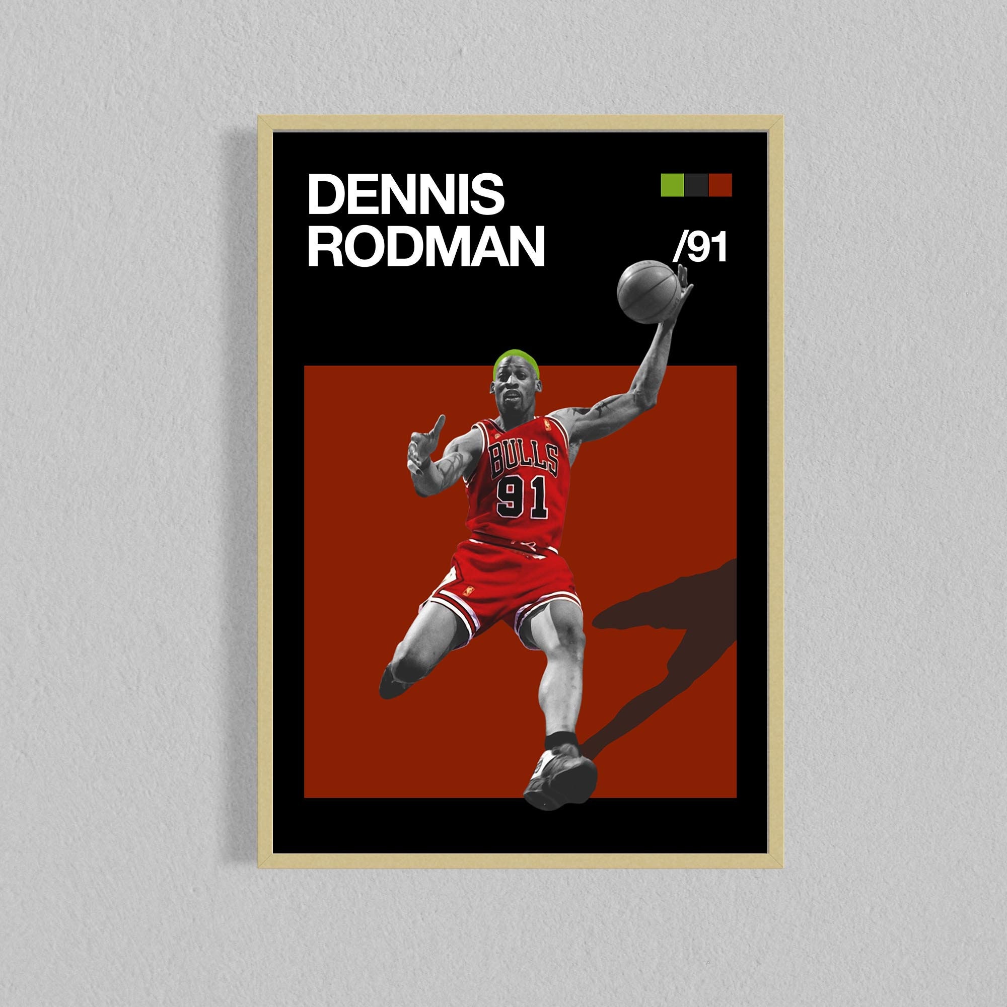 Dennis Rodman Mid Century Movie Poster | Basketball Posters ...