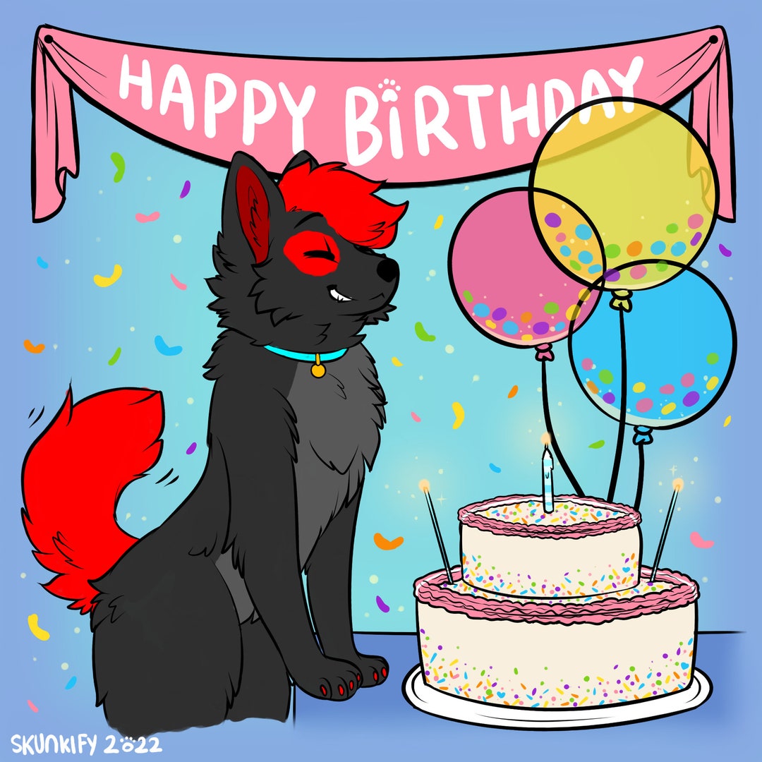 Happy Birthday Furry YCH Digital Commission - Etsy