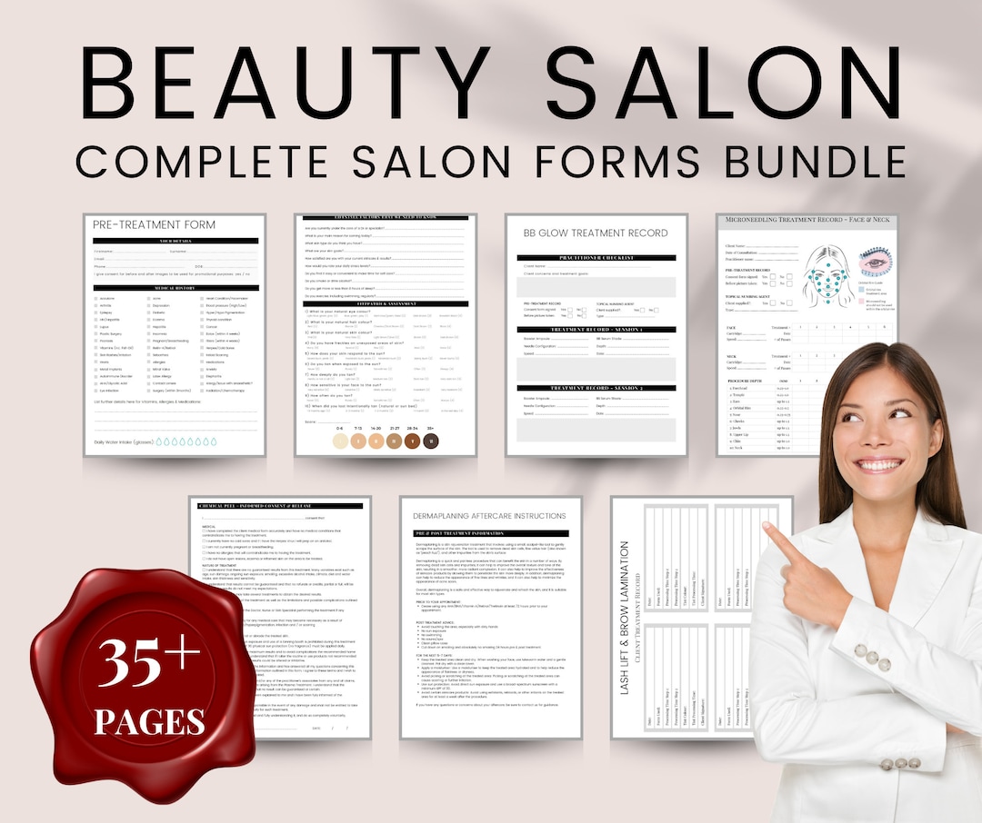 Complete Beauty Salon Forms Package Bundle for Skin Clinic, PMU Artist ...