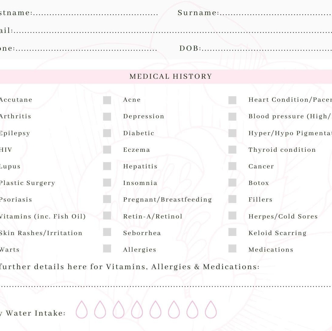 Pink Floral Beauty Salon Client Consultation and Consent Form ...