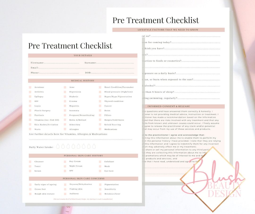 Beauty Salon Client Consultation & Consent Form, Esthetician Consent ...