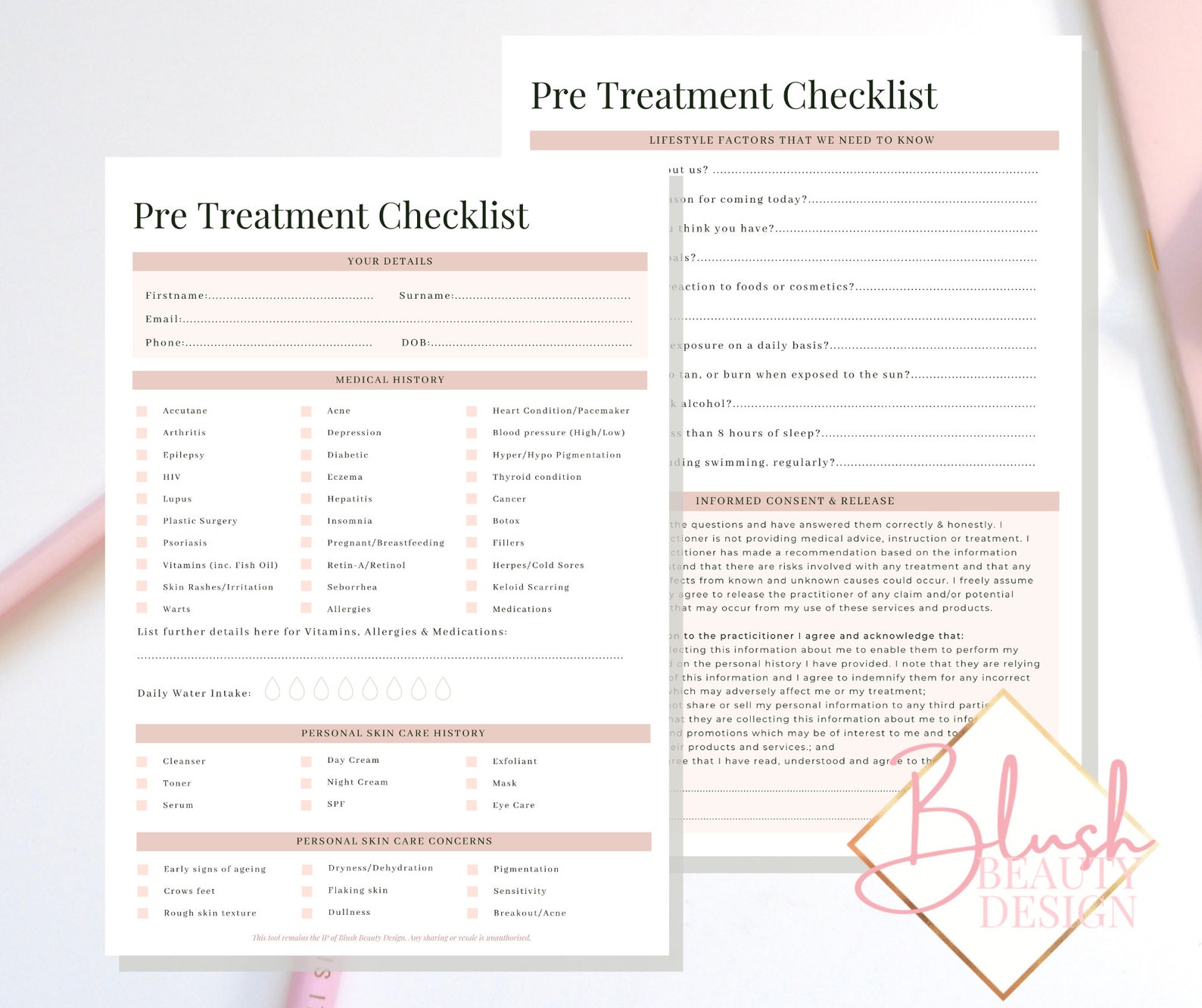 Beauty Salon Client Consultation & Consent Form, Esthetician Consent ...