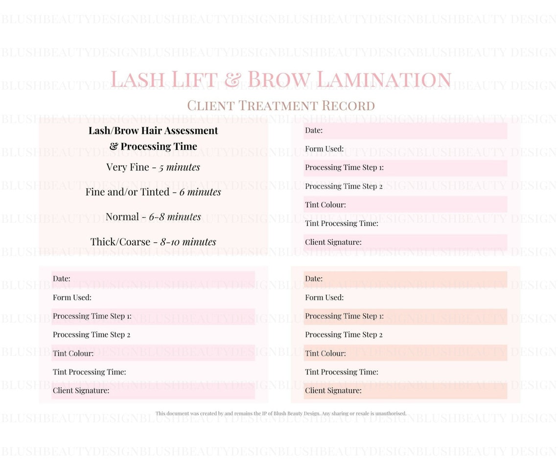 Lash Lift, Brow Lamination Client Consultation & Consent Form ...