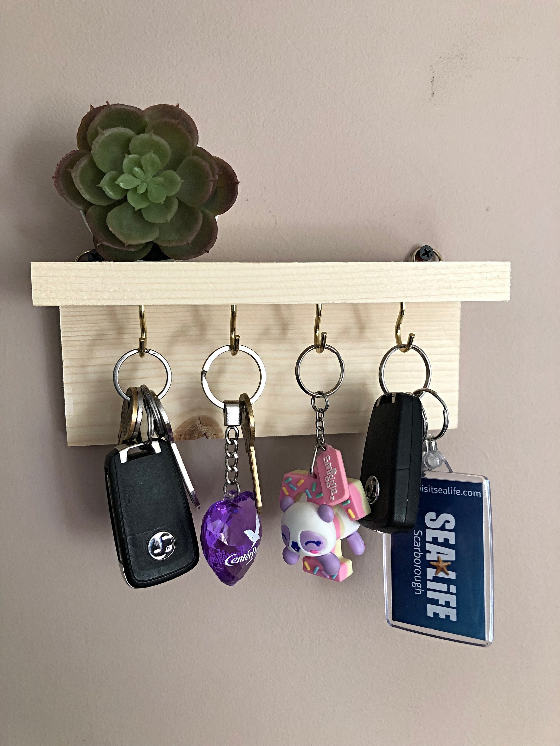 Wall Mounted Key Organiser, Car Key Tidy With Display Shelf, Handmade ...