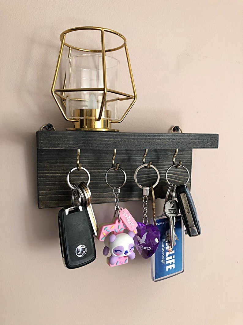 Wall Mounted Key Organiser, Car Key Tidy With Display Shelf, Handmade ...