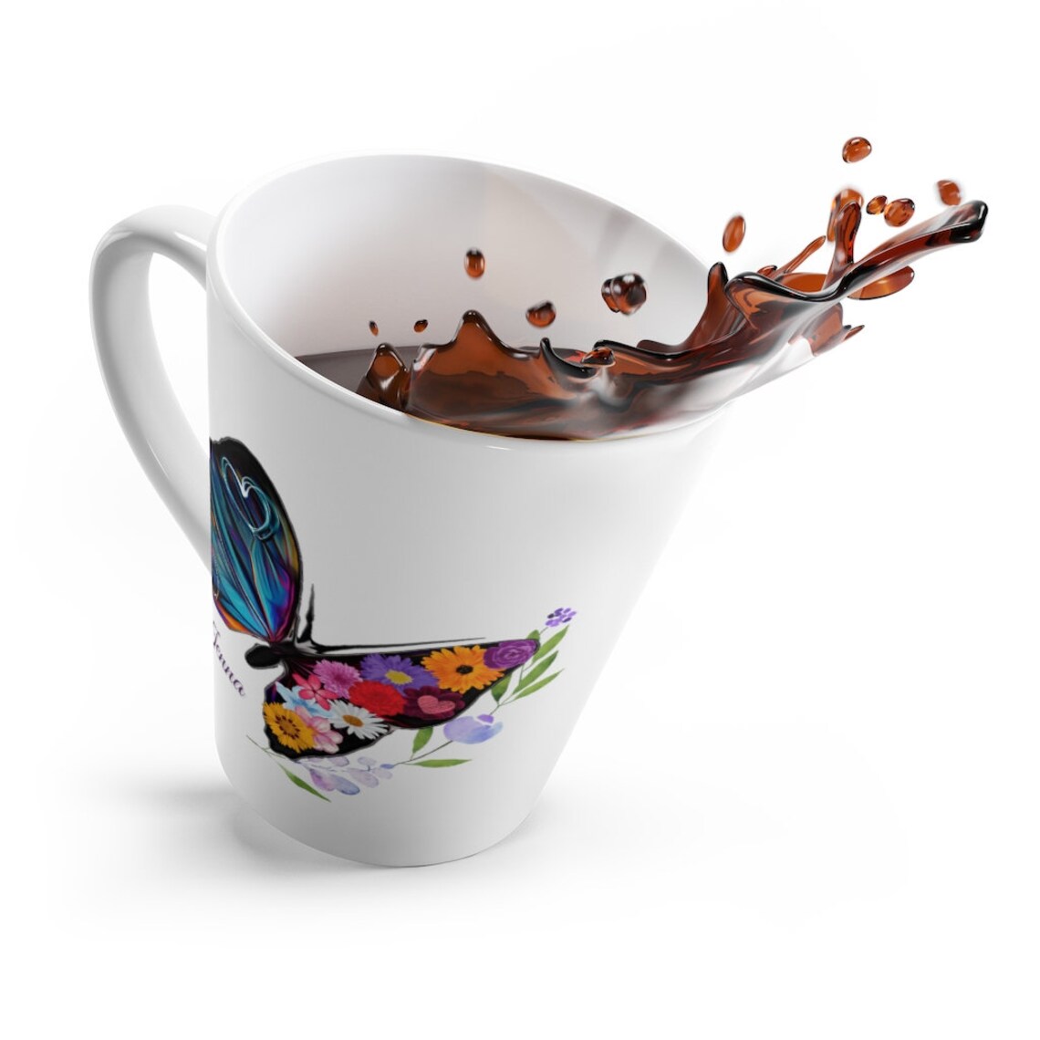 Tasse à Café Papillon Florale Personnalisée De Tasse De Etsy