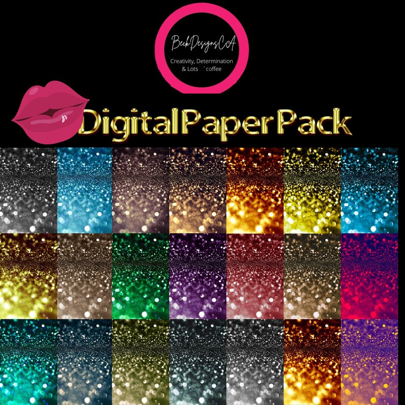 21 Metallic Glitter Digital Paper, Scrapbook Paper, Metallic Foil ...