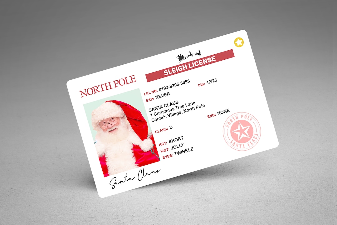 Santa Claus Sleigh Drivers License | Santa License | Santa Lost Driving ...