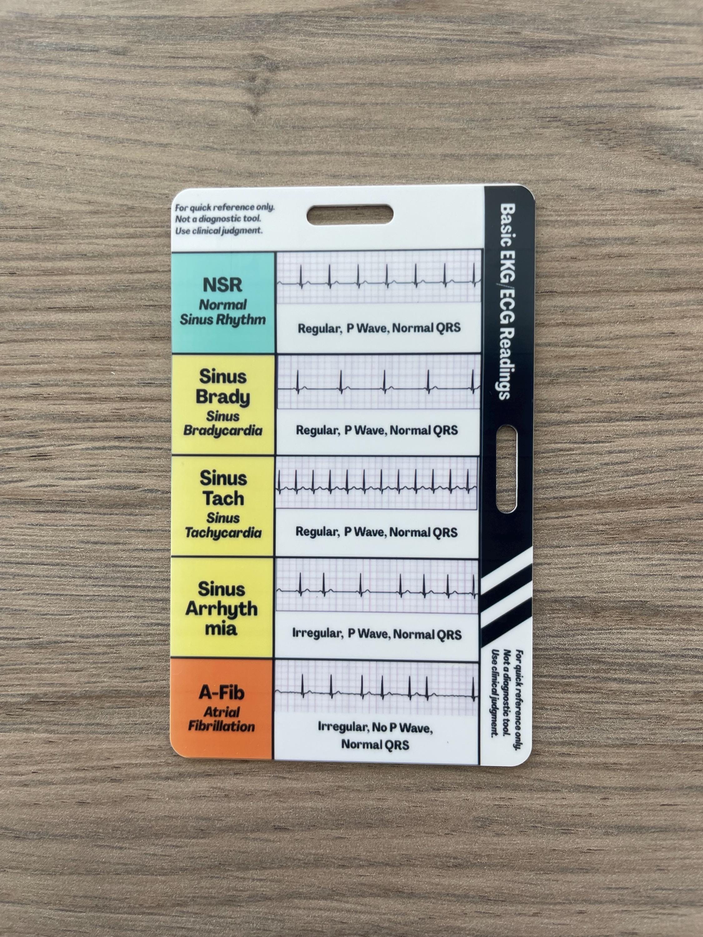 ECG/EKG Rhythms Badge Buddy | EKG Badge Card | Cardiac Nurse Badge Card ...
