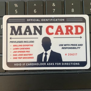 Man Card | Official Man Card | 18th Birthday Gift | Bachelor Party Gift ...
