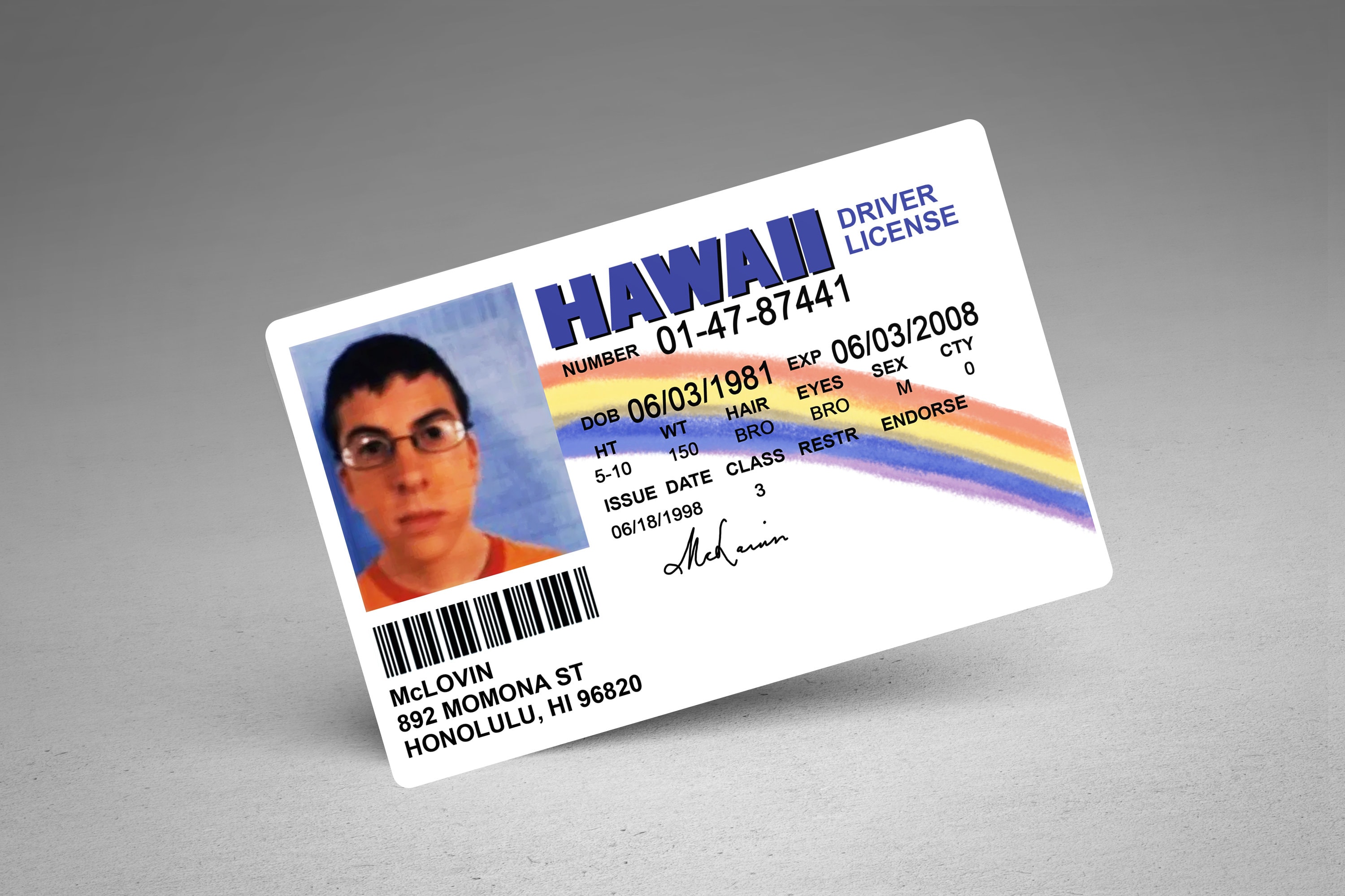 Mclovin License Mclovin Superbad Movie Prop ID License - Etsy UK