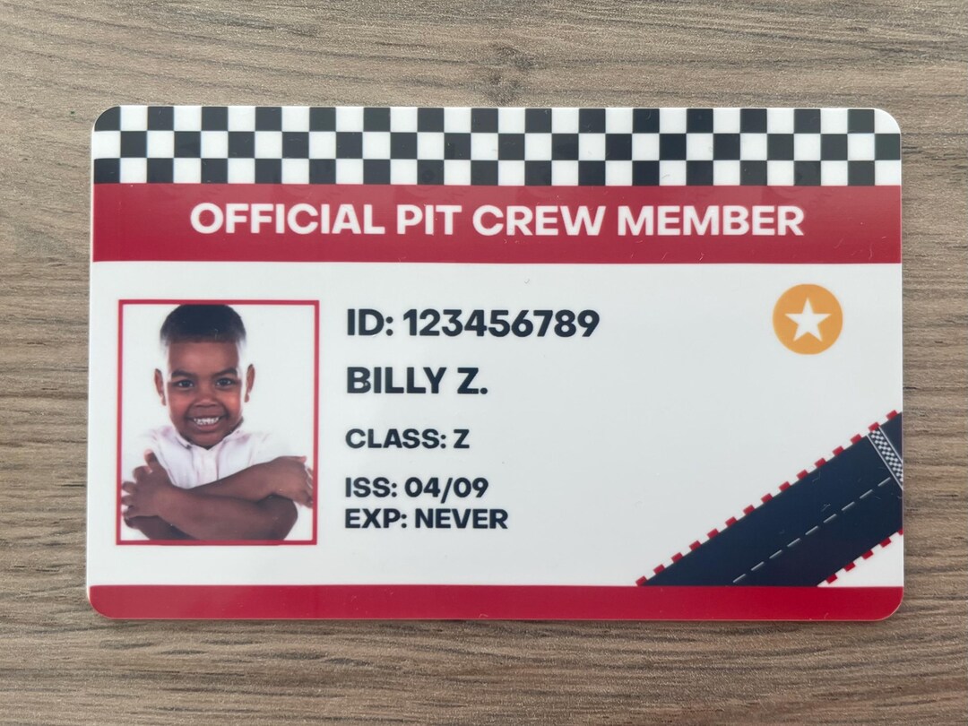 Custom Kid Pit Crew Member Card | Personalized Play Card | Customizable ...