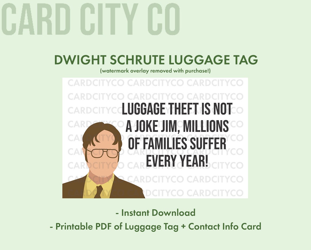 DIGITAL DOWNLOAD the Office Dwight Schrute Luggage Tag + Contact ...