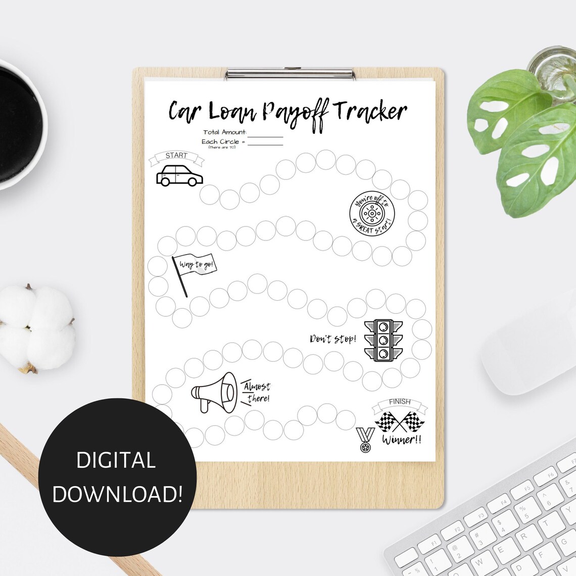 Car Loan Payoff Tracker, Debt Free Chart (digital Download) - Etsy