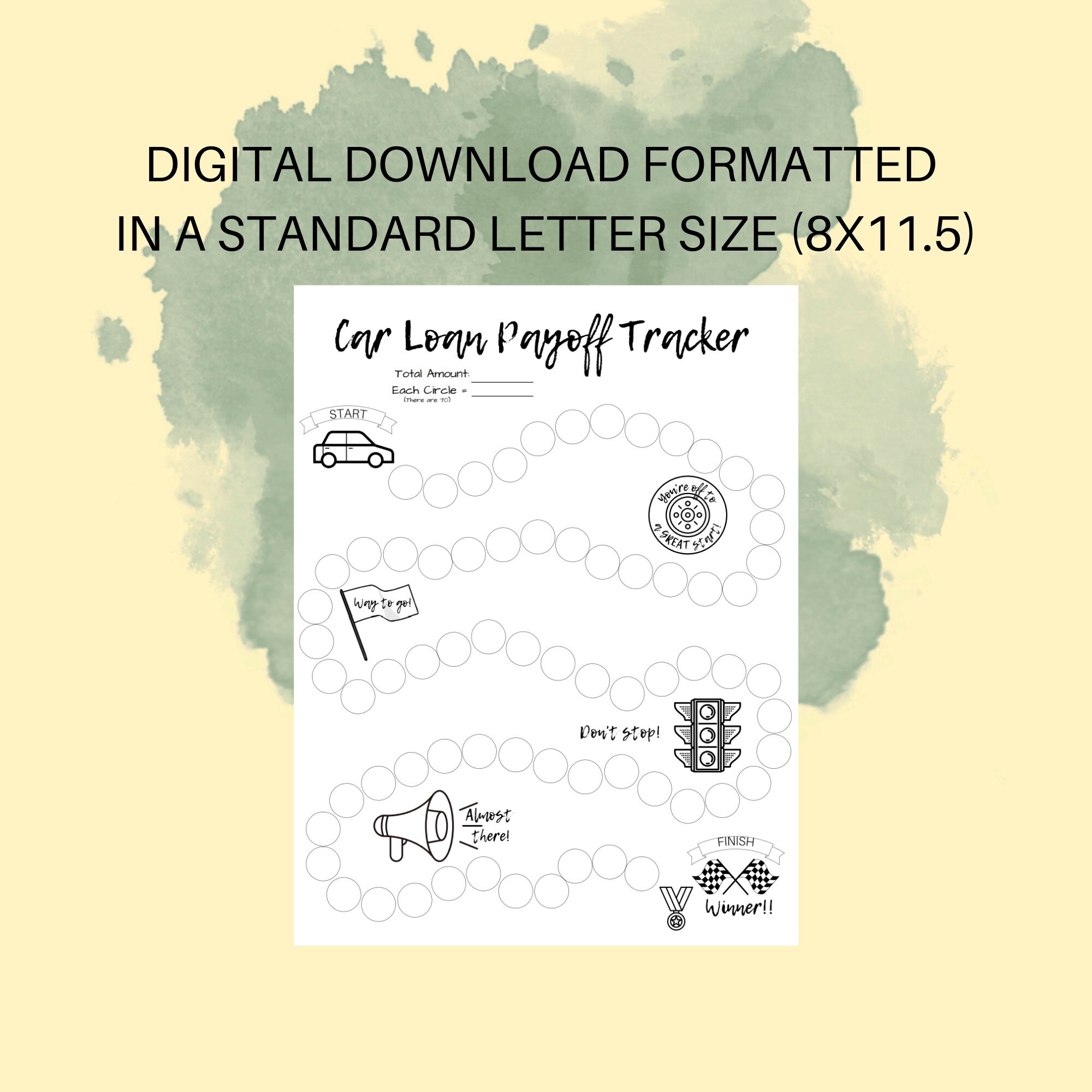 Car Loan Payoff Tracker, Debt Free Chart (digital Download) - Etsy