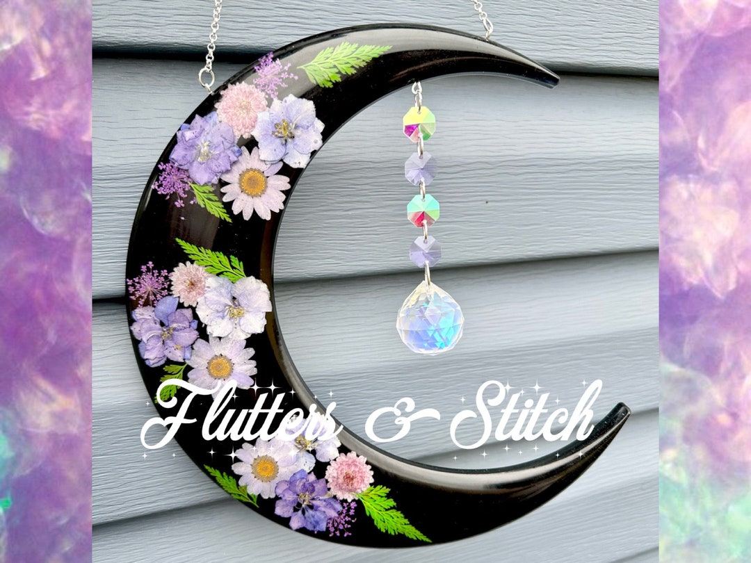 Custom Large Crescent Moon Crystal Suncatcher Mooncatcher - Etsy