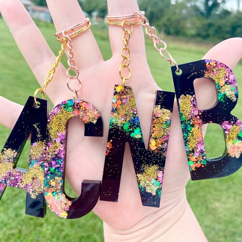 Personalized Large Letter Rose Gold Keychain Custom Initial - Etsy