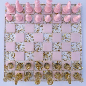 Custom Resin Chess Set~ Real Flower Chess Board Set ~ Real Flower Chess ...