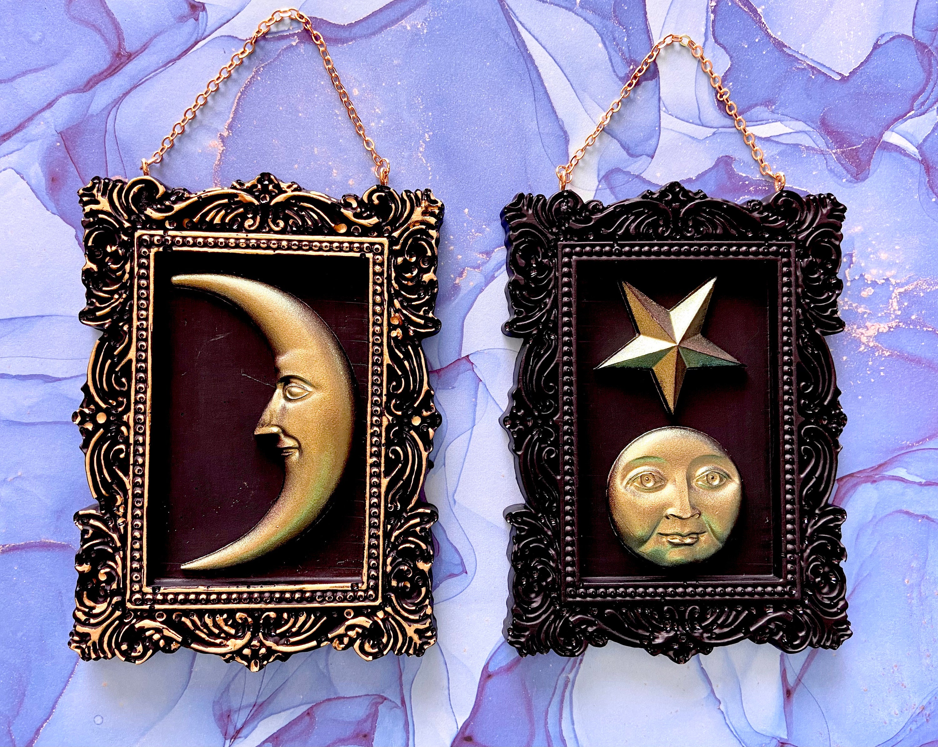 Vintage Celestial Crescent Moon Frame Mini Wall Hangers ~ Man in the ...