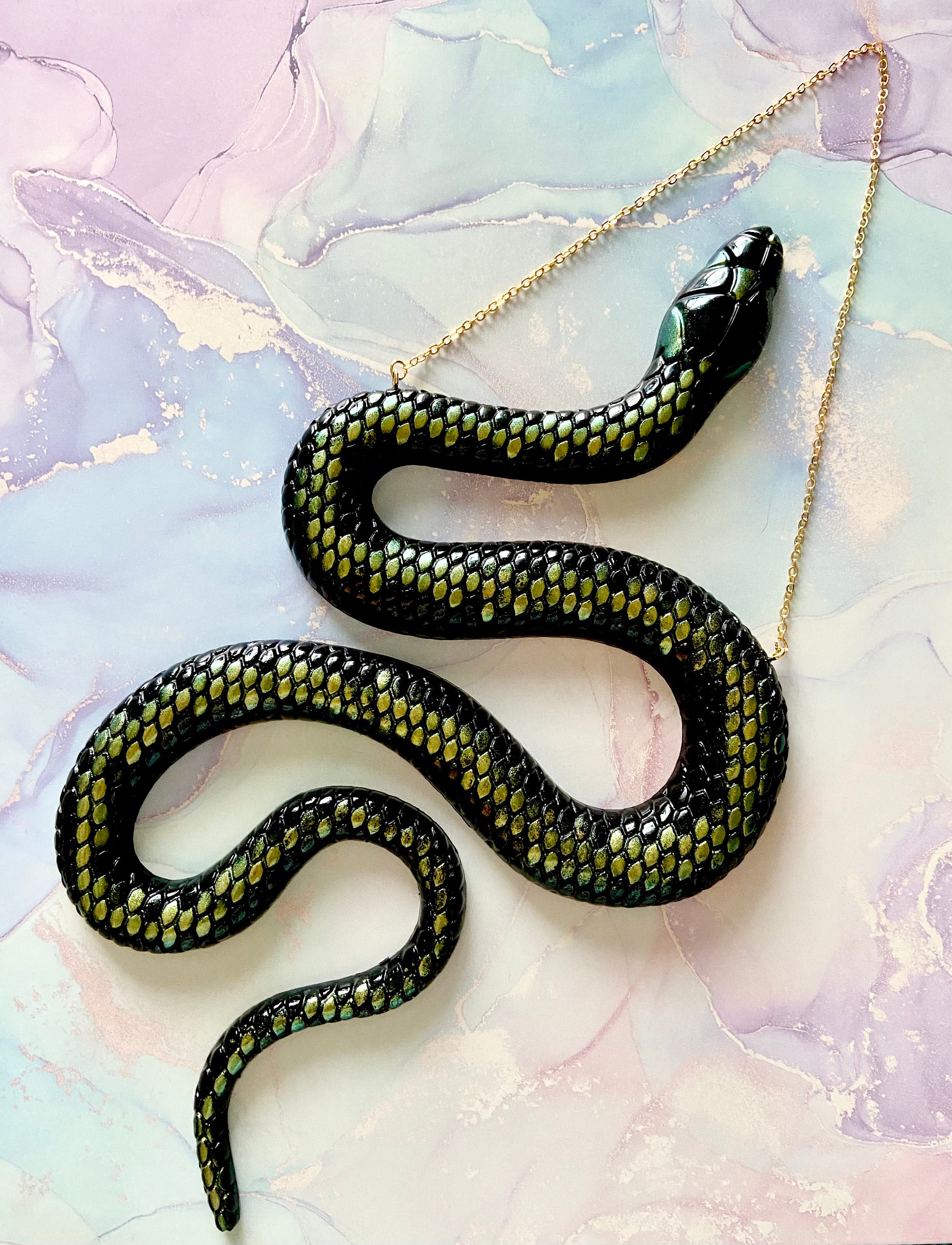 Gold Scale Realistic Snake Wall Art ~ Color-shifting Snake ~ Black ...