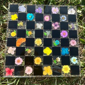 Bright Floral Chess Board ~ Colorful Rainbow Flower Chess Set ~ Real ...