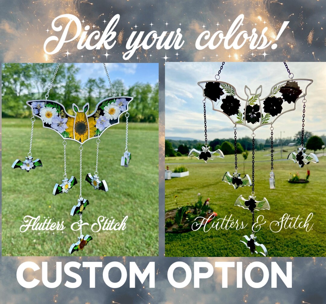 Custom Dried Flower Bat Suncatcher: Gothic Floral Art - Etsy