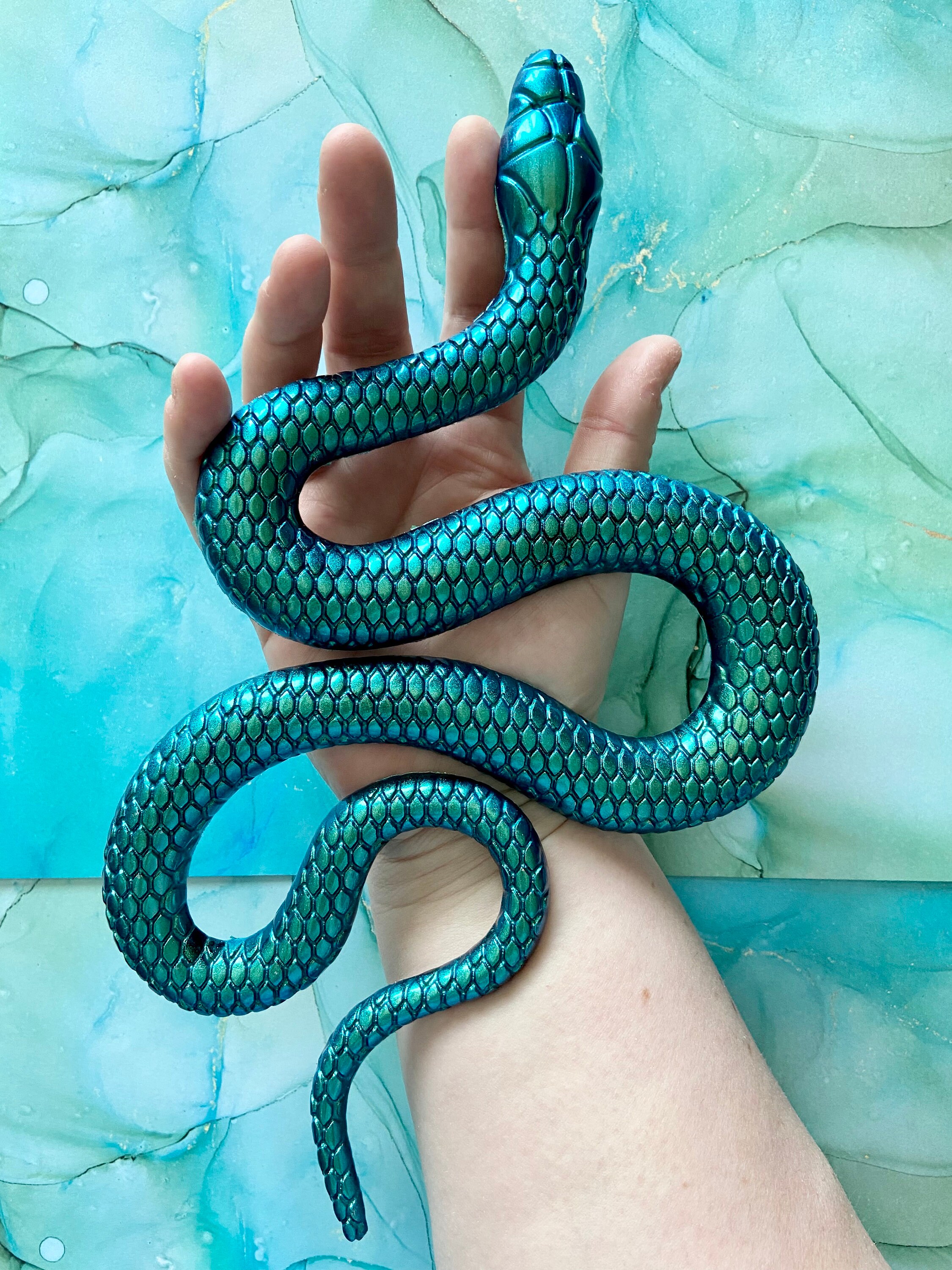 Rainbow Scale Realistic Snake Wall Art ~ Color-shifting Snake ~ Teal ...