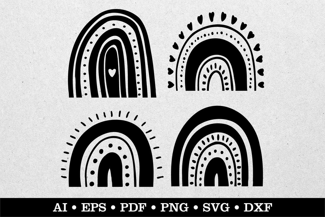 Hand Drawn Rainbows, Rainbows Clipart, Rainbows Svg, Rainbow Drawing ...