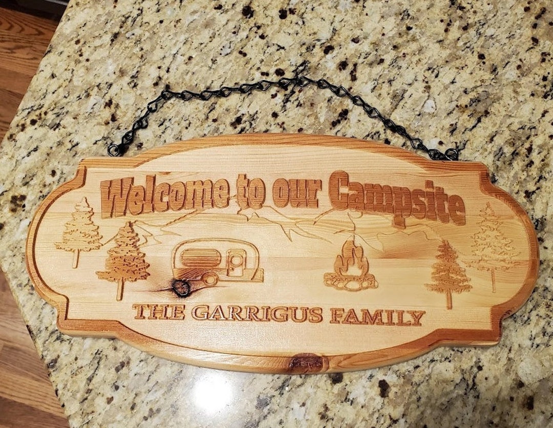 Cedar Camping Sign. Custom Campsite Sign. Custom Sign Made for Your ...