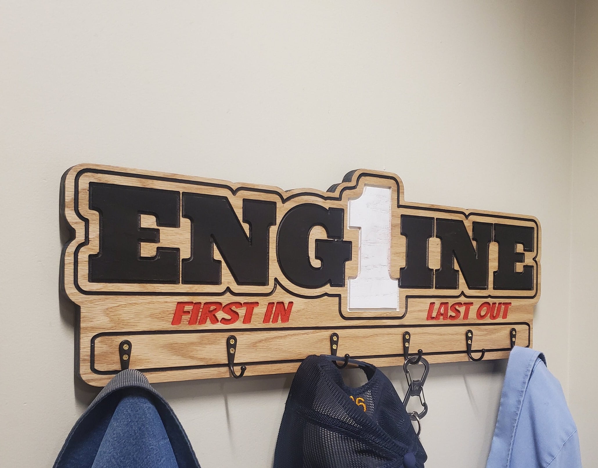 Custom Fire Department Coat Rack, Key Rack, Radio Strap Rack, Bell Cap ...
