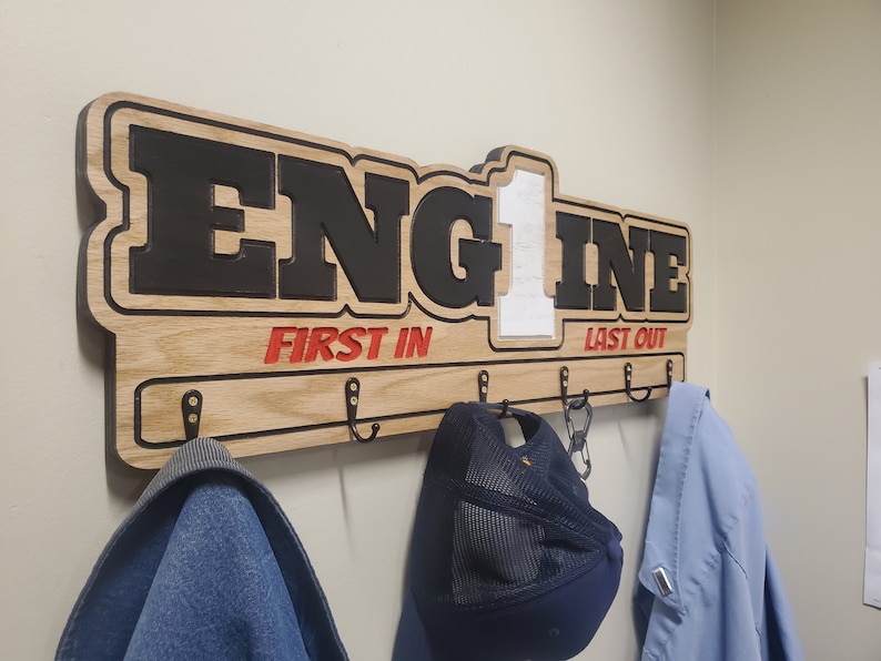 Custom Fire Department Coat Rack, Key Rack, Radio Strap Rack, Bell Cap ...