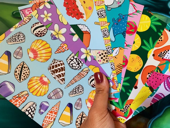 Hawaiian Postcards-seashells Postcard-tropical Fruits - Etsy