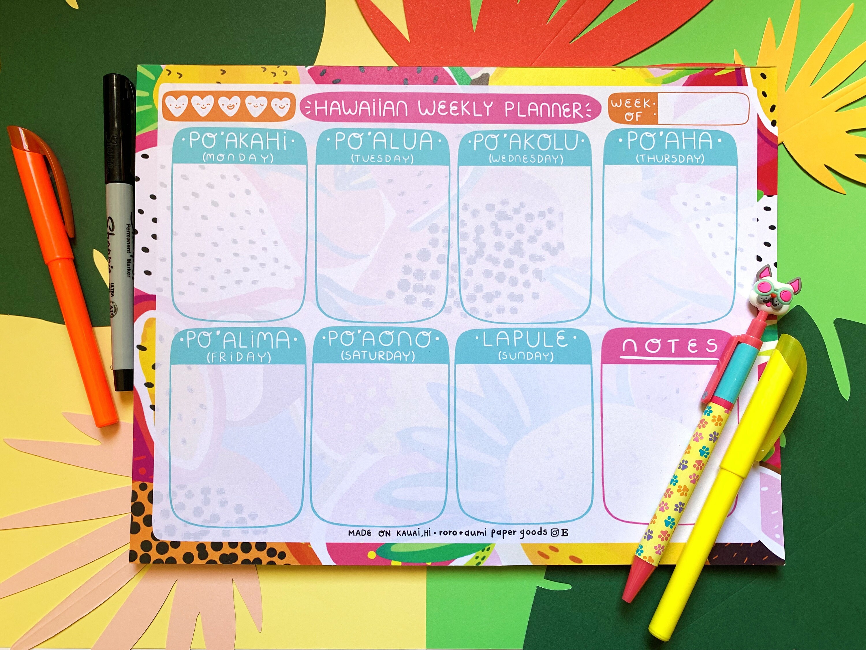 Hawaiian Weekly Planner-hawaii Stationary-cute Stationary- Cute Notepad ...