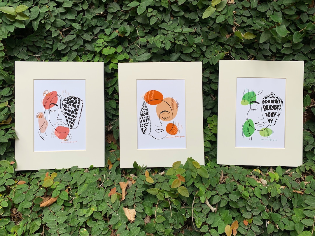 Hawaiian Seashell Woman Face Art Prints-minimalistic Art - Etsy