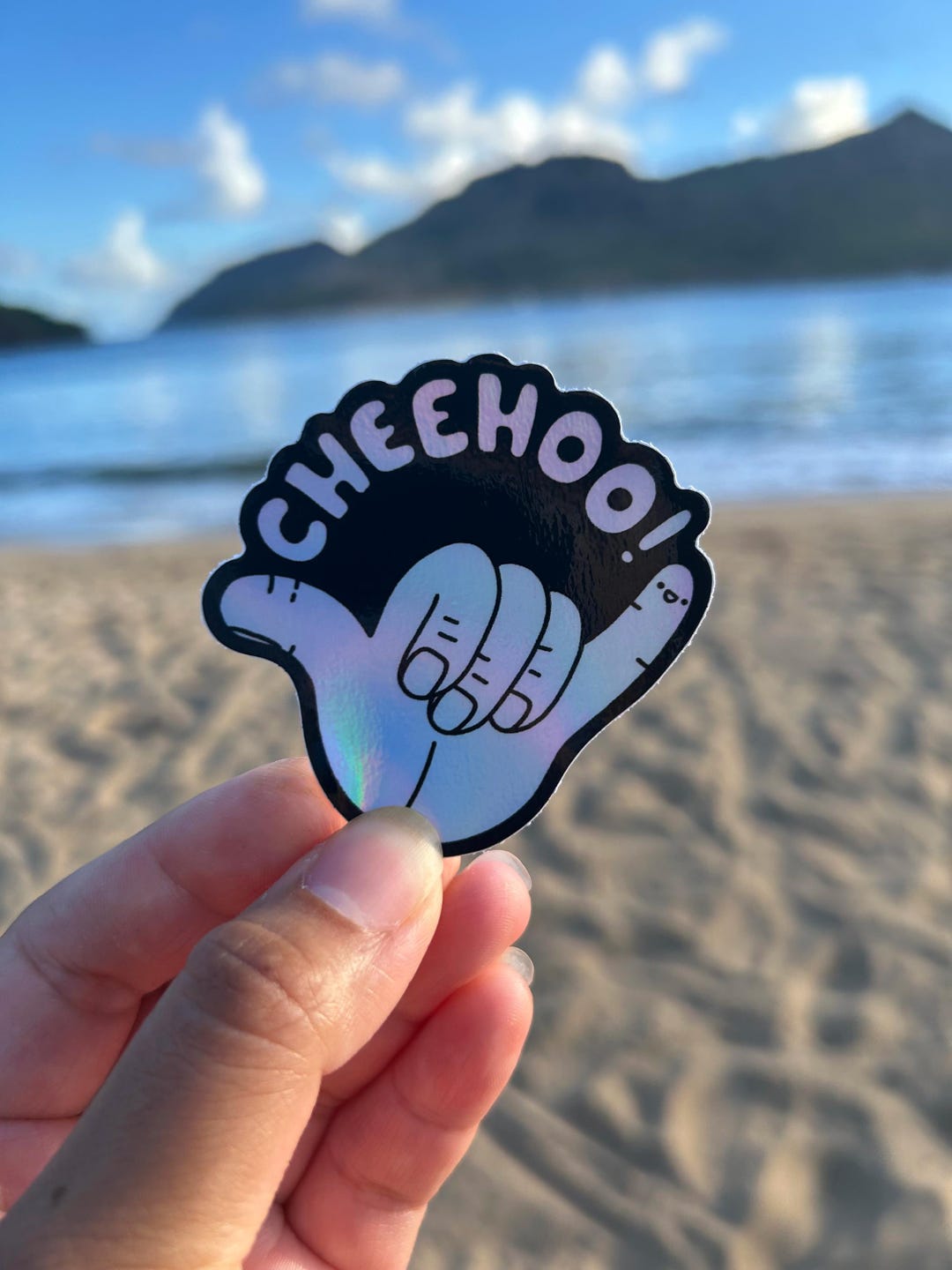 Cheehoo Shaka Cute Hawaii Waterproof Holographic Vinyl Sticker-hawaii ...