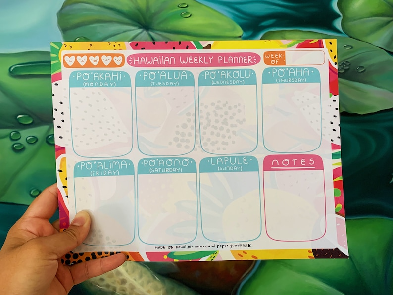 Hawaiian Weekly Planner-hawaii Stationary-cute Stationary - Etsy