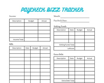 Paycheck Bill Tracker Digital Download - Etsy
