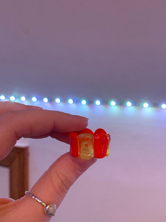 Red and Yellow Plastic Ring Size 6.75 | Etsy
