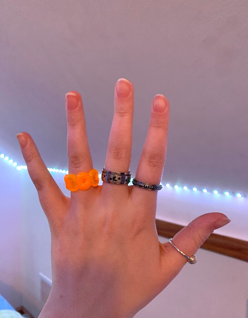 Neon Orange Plastic Ring Size 6.75 - Etsy
