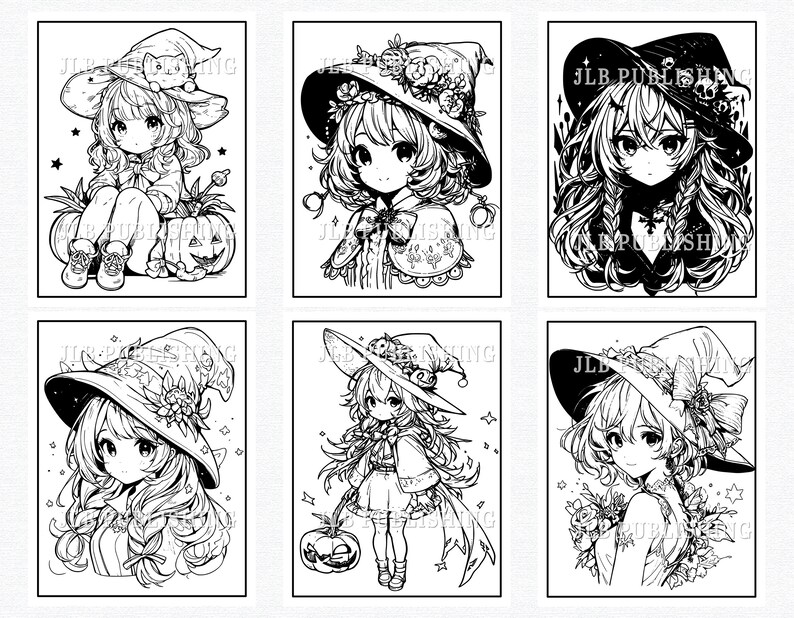 50 Halloween Anime Girl Coloring Pages Adult Coloring Book Download ...