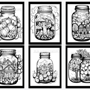 40 Autumn in A Jar Coloring Pages | Adult Kid Coloring Book Download ...
