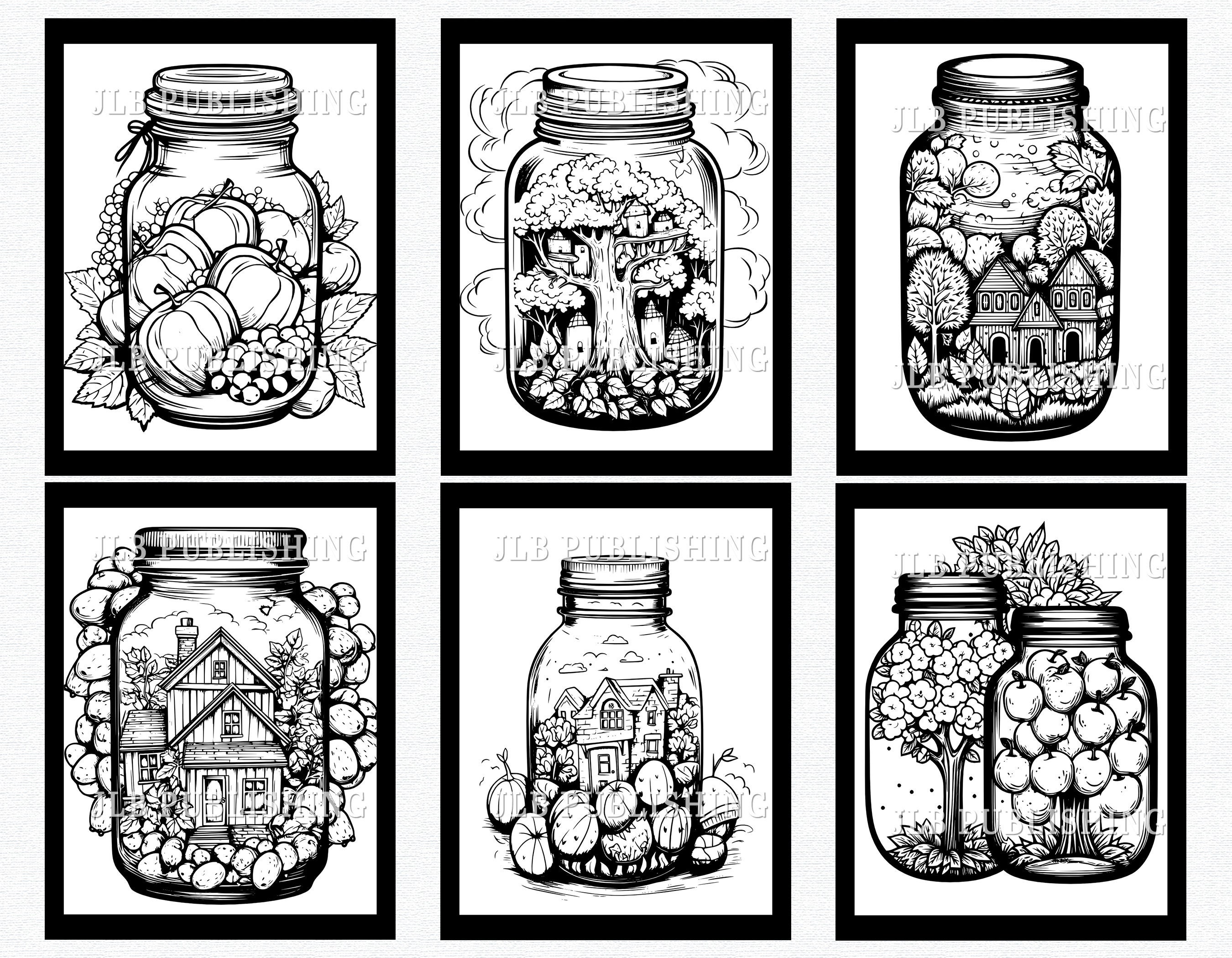 40 Autumn in A Jar Coloring Pages | Adult Kid Coloring Book Download ...